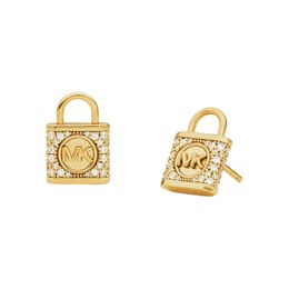 Paar Ohrstecker Michael Kors "Schmuck Geschenk Silber 925 Ohrringe PREMIUM Schloss", gold (gelbgoldfarben, kristallweiß, kristallweiß), Ohrringe, Damen, Silber 925 (Sterlingsilber), mit Zirkonia (synth.)