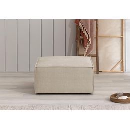 Hocker Home Affaire "SHERWOOD", beige (cream), B:80cm H:42cm T:80cm, 100% Polyester, Hocker, Hocker quadratisch, ideale Ergänzung zum Loveseat SHERWOOD