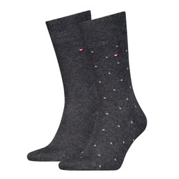 Socken Tommy Hilfiger "TH MEN SOCK 2P DOT", Herren, Gr. 39-42, schwarz (anthrazit melange), Baumwollmischung, normal, Socken, mit klassischer Markenprägung