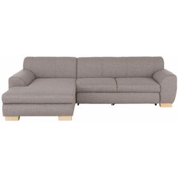 Ecksofa Home Affaire "Nika L-Form", silber, B:277cm H:84cm T:84cm, Struktur fein (100% Polyester);100% Polyester/ 85% Polyester+15% Polyacryl Melrose/Struktur, Sofas, Ecksofa, Polsterecke, Struktur fein oder Melrose/Struktur, mit Bettfunktion