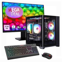 GAMEMAX PC-Komplettsystem "MegaDeal Infinity Mini 2632 Ryzen 5 7500F RTX 5060Ti 32GB DDR5 1TB SSD", Energieeffizienz: E (A-G), schwarz, Microsoft Windows 11 Home (64 Bit), 32 GB RAM 1.000 GB SSD, Computer_Komplettsysteme, Windows 11, DDR5 RAM + MSI PRO MP273A Monitor, 69cm (27")