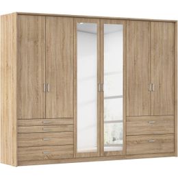Drehtürenschrank Rauch "Kleiderschrank Schrank Garderobe Wäscheschrank WILDBERG", braun (eiche sonoma), B:275cm H:212cm T:58cm, Holzwerkstoff, Schränke, Drehtürenschrank, mit 6 Schubladen, obere Schublade mit Holz-Einteilung MADE IN GERMANY