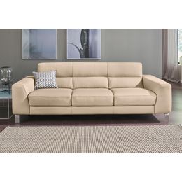 3-Sitzer Calia italia "Simon, toller Sitzkomfort, italienisches Designsofa", beige, B:232cm H:81cm T:94cm, Leder SORRENTO - 100% Leder;Leder BULL - 100% Leder, Sofas, in zwei Lederqualit&auml;ten
