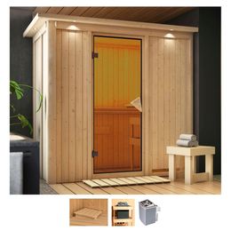 Sauna Karibu "Vada", beige (naturbelassen), Saunaofen, integrierte Steuerung, 9 kW, Saunen, Ofen 9 kW integr. Strg