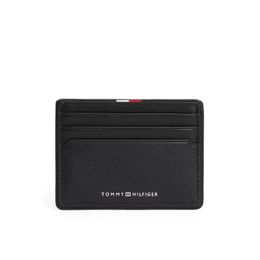 Kartenetui Tommy Hilfiger "TH CORP CC HOLDER", Herren, schwarz, Leder, Kleinlederwaren, Unisex Mini-Geldbeutel, Portemonnaie mit Logoschriftzug und Flagge