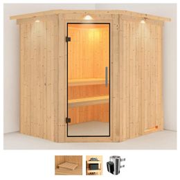 Sauna Karibu "Laila", beige (naturbelassen), Saunaofen, integrierte Steuerung, 3,6 kW, Saunen, Ofen 3,6 kW intgr. Strg