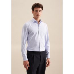 Businesshemd Seidensticker "Slim", Herren, Gr. M (40), normale Ärmellängen, blau (hellblau), 93% Polyester, 7% Elasthan, unifarben, slim fit, 2-Knopf-Manschette, Hemden, Slim 1/1 Kentkragen Uni