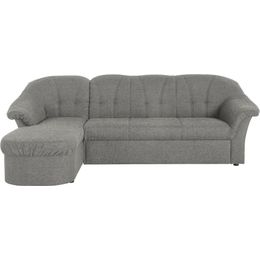 Ecksofa DOMO collection "Pegnitz, elegante R&uuml;ckensteppung, kompakte Stellma&szlig;e 238/141cm, L-Form", grau, B:238cm H:82cm T:141cm, 100% Polyester, Sofas, Ecksofa, wahlweise mit Bettfunktion