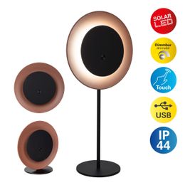 Näve LED Solarleuchte NÄVE "Solan", braun, B:11,8cm H:41,5cm L:20cm, Leuchten, 4in1 Akku-Solar-Tisch-Hängeleuchte, Touchschalter, USB, dimmbar