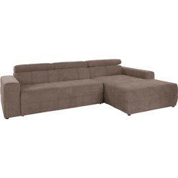 Ecksofa DOMO collection "Brandon gro&szlig;e Ausf&uuml;hrung B/T/H: 289/177/80 cm, auch in Leder und Cord", braun (cappucino), B:289cm H:80cm T:175cm, Luxus-Microfaser in Antikleder-Optik (100% Polyester);Luxus-Microfaser (100% Polyester);Kunstleder SOFTLUX, Sofas, Ecksofa, mit Kopfteilverstellung, wahlweise Sitztiefenverstellung, L-Form