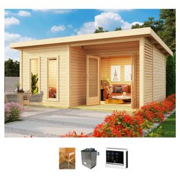 Saunahaus Konifera "Maiko 5 SET B", beige (natur), Saunaofen, externe Steuerung, 9 kW, Saunen, Ofen 9 KW externe Strg easy