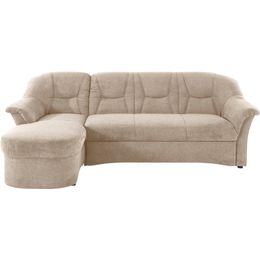 Ecksofa DOMO collection "Sarafina zeitlos und komfortabel, optional mit Federkern, L-Form", beige, B:232cm H:83cm T:146cm, Luxus-Microfaser (92% Polyester, 8% Nylon);Microfaser PRIMABELLE (100% Polyester);Microfaser PRIMABELLE (100% Polyester) / Struktur (90% Polyester; 10% Polyacryl), Sofas, Ecksofa, wahlweise mit Bettfunktion