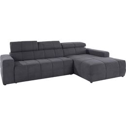Ecksofa DOMO collection "Brandon gro&szlig;e Ausf&uuml;hrung B/T/H: 289/177/80 cm, auch in Leder und Cord", grau (dunkelgrau), B:289cm H:80cm T:175cm, Luxus-Microfaser in Antikleder-Optik (100% Polyester);Luxus-Microfaser (100% Polyester);Kunstleder SOFTLUX, Sofas, Ecksofa, mit Kopfteilverstellung, wahlweise Sitztiefenverstellung, L-Form