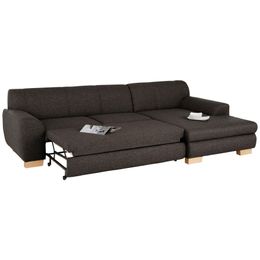 Ecksofa Home Affaire "Nika L-Form", braun, B:277cm H:84cm T:84cm, Struktur fein (100% Polyester);100% Polyester/ 85% Polyester+15% Polyacryl Melrose/Struktur, Sofas, Ecksofa, Polsterecke, Struktur fein oder Melrose/Struktur, mit Bettfunktion