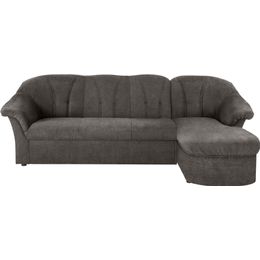 Ecksofa DOMO collection "Pegnitz, elegante R&uuml;ckensteppung, kompakte Stellma&szlig;e 238/141cm, L-Form", grau (stone), B:238cm H:82cm T:141cm, 95% Polyester, 5% Nylon, Sofas, Ecksofa, wahlweise mit Bettfunktion