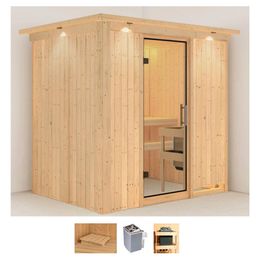Sauna Karibu "Bedine", beige (naturbelassen), Saunaofen, integrierte Steuerung, 9 kW, Saunen, Ofen 9 kW integr. Strg