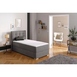 Boxbett Home Affaire "Olivet mit Bettkasten", grau, B:104cm L:210cm, Komplettbetten, in 4 Farben, 4 Breiten, 2 Matratzenarten, auch in Überlänge 220 cm