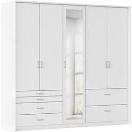 Drehtürenschrank Rauch "Kleiderschrank Schrank Garderobe Wäscheschrank WILDBERG", weiß (alpinweiß), B:230cm H:212cm T:58cm, Holzwerkstoff, Schränke, Drehtürenschrank, mit 6 Schubladen, obere Schublade mit Holz-Einteilung MADE IN GERMANY
