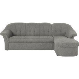 Ecksofa DOMO collection "Pegnitz, elegante R&uuml;ckensteppung, kompakte Stellma&szlig;e 238/141cm, L-Form", grau, B:238cm H:82cm T:141cm, 100% Polyester, Sofas, Ecksofa, wahlweise mit Bettfunktion