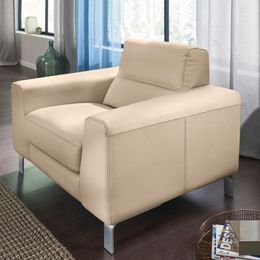 Sessel Calia italia "Simon Loungesessel, Designsessel, sehr bequem", beige, B:112cm H:81cm T:94cm, Leder SORRENTO, pigmentiertes Glattleder;Leder BULL, pigmentiertes Dickleder, Sessel, Ledersessel Einzelsessel, in zwei Lederqualitäten