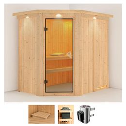 Sauna Karibu "Swantje", beige (naturbelassen), Saunaofen, integrierte Steuerung, 3,6 kW, Saunen, Ofen 3,6 kW intgr. Strg