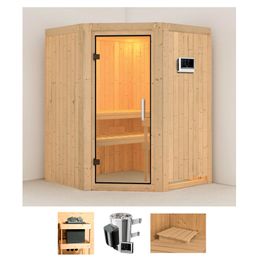 Sauna Karibu "Nanna", beige (naturbelassen), Saunaofen, externe Steuerung, 3,6 kW, Saunen, Ofen 3,6 kW externe Strg.easy