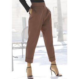 Lascana B&uuml;gelfaltenhose braun Gr. 34 f&uuml;r Damen. Figurumspielend. Nachhaltig.