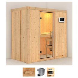 Sauna Karibu "Vada", beige (naturbelassen), Saunaofen, externe Steuerung, 9 kW, Saunen, Ofen 9 KW externe Strg easy