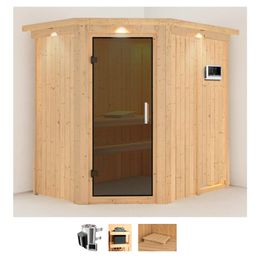 Sauna Karibu "Swantje", beige (naturbelassen), Saunaofen, externe Steuerung, 3,6 kW, Saunen, Ofen 3,6 kW externe Strg.easy