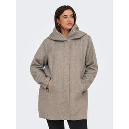 Kurzmantel Only CARMAKOMA "CARSEDONA LIGHT COAT OTW NOOS", Damen, Gr. L, beige (walnut detail:melange pumice stone), Web, Obermaterial: 85% Polyester, 15% Baumwolle, meliert, hüftbedeckend, Mäntel