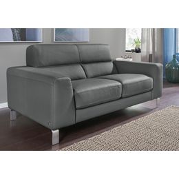 2,5-Sitzer Calia italia "Simon, hoher Sitzkomfort, modern und elegant, italienisches Designsofa", grau, B:202cm H:81cm T:94cm, Leder SORRENTO - 100% Leder;Leder BULL - 100% Leder, Sofas, in zwei Lederqualit&auml;ten