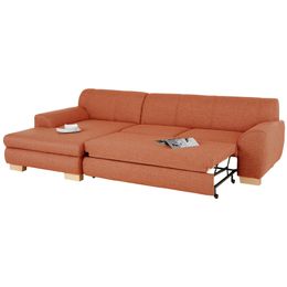 Ecksofa Home Affaire "Nika L-Form", orange (terra), B:277cm H:84cm T:84cm, Struktur fein (100% Polyester);100% Polyester/ 85% Polyester+15% Polyacryl Melrose/Struktur, Sofas, Ecksofa, Polsterecke, Struktur fein oder Melrose/Struktur, mit Bettfunktion