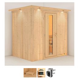 Sauna Karibu "Finja", beige (naturbelassen), Saunaofen, integrierte Steuerung, 3,6 kW, Saunen, Ofen 3,6 kW intgr. Strg