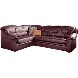 Ecksofa DOMO collection "Montana, zeitlose R&uuml;ckensteppung, bequeme Armlehnen, L-Form", rot (karminrot), B:234cm H:84cm T:185cm, Sofas, Ecksofa, wahlweise mit Bettfunktion