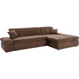 Ecksofa DOMO collection "NMoric XXL, B/T/H: 300/172/80cm, L-Form", braun, B:300cm H:80cm T:172cm, Chenille (85% Polyester, 15% Acryl);Luxus-Microfaser (100% Polyester);Struktur ( 100% Polyester);Microfaser PRIMABELLE (100% Polyester), Sofas, Ecksofa, wahlweise mit Bettfunktion und Armlehnverstellung, Topseller