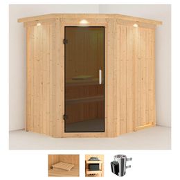 Sauna Karibu "Swantje", beige (naturbelassen), Saunaofen, integrierte Steuerung, 3,6 kW, Saunen, Ofen 3,6 kW intgr. Strg