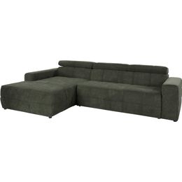 Ecksofa DOMO collection "Brandon gro&szlig;e Ausf&uuml;hrung B/T/H: 289/177/80 cm, auch in Leder und Cord", gr&uuml;n (dunkelgr&uuml;n), B:289cm H:80cm T:175cm, Luxus-Microfaser in Antikleder-Optik (100% Polyester);Luxus-Microfaser (100% Polyester);Kunstleder SOFTLUX, Sofas, Ecksofa, mit Kopfteilverstellung, wahlweise Sitztiefenverstellung, L-Form