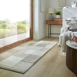 Teppich FLAIR RUGS "Minerals mit Patchwork-Design", beige (natur), B:60cm H:3mm L:230cm, Baumwolle, Kunstfaser, Wolle, Teppiche, Teppich, Mineralien-Patchwork-Teppich aus Wollmischgewebe