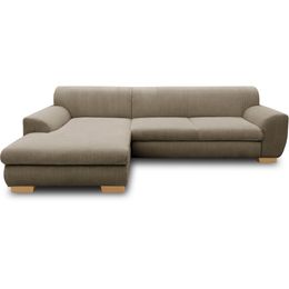 Ecksofa Home Affaire "Nika zeitlos und elegant, L-Form", braun (schlamm), B:277cm H:78cm T:84cm, Primabelle-Microfaser (100% Polyester);Struktur (70% Polyacryl, 30% Polyester), Sofas, Ecksofa, wahlweise mit Bettfunktion, auch in Cord