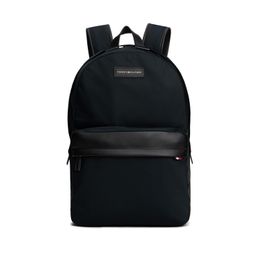 Rucksack Tommy Hilfiger "TH NYLON DAILY BACKPACK", Damen, Gr. B/H/T: 31cm x 47cm x 10,5cm, schwarz, Lederimitat, Textil, Rucks&auml;cke Rucksack, Unisex Freizeitrucksack, Businessrucksack, Laptopfach, Klett innen