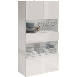 Vitrine Inosign "Egypt", weiß (weiß hochglanz), B:80cm H:160cm, FSC-zertifizierter Holzwerkstoff, Glas, Schränke, 2 Glastüren, Front Hochglanz lackiert, Korpus matt