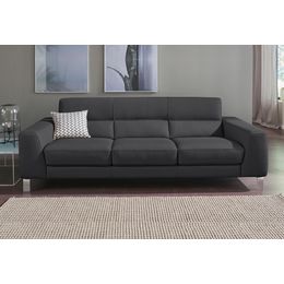 3-Sitzer Calia italia "Simon, toller Sitzkomfort, italienisches Designsofa", schwarz, B:232cm H:81cm T:94cm, Leder SORRENTO - 100% Leder;Leder BULL - 100% Leder, Sofas, in zwei Lederqualit&auml;ten