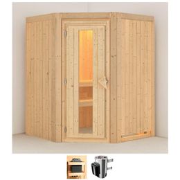 Sauna Karibu "Nanna", beige (naturbelassen), Saunaofen, integrierte Steuerung, 3,6 kW, Saunen, Ofen 3,6 kW intgr. Strg