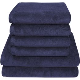 Handtuch Set Dyckhoff "City Lights", blau (ultramarin), Walkfrottier, Walkfrottier, Obermaterial: 100% Baumwolle, Handtuch-Sets, 4 Handt&uuml;cher (50x100cm), 2 Duscht&uuml;cher (70x140cm)
