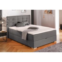 Boxbett Home Affaire "Olivet mit Bettkasten", grau, B:154cm L:210cm, Komplettbetten, in 4 Farben, 4 Breiten, 2 Matratzenarten, auch in Überlänge 220 cm