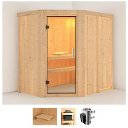 Sauna Karibu "Swantje", beige (naturbelassen), Saunaofen, integrierte Steuerung, 3,6 kW, Saunen, Ofen 3,6 kW intgr. Strg