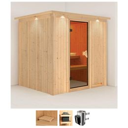 Sauna Karibu "Dima", beige (naturbelassen), Saunaofen, integrierte Steuerung, 3,6 kW, Saunen, Ofen 3,6 kW intgr. Strg