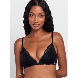 B&uuml;gel-BH Dorina "Anahi", Damen, Gr. 80, Cup B, schwarz, Spitze, Obermaterial: 59% Polyamid, 27% Polyester, 14% Elasthan, unifarben, BHs B&uuml;gel-BH, leicht gepolsterte, geformte K&ouml;rbchen, Push-Up-Effekt