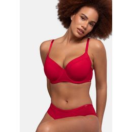 Dorina Damen B&uuml;gel-BH "Carmen", Gr. 85rot, Microtouch, Obermaterial: 63% Polyamid, 27% Polyester, 10% Elasthan, gestreift, unifarben, BHs, leicht
