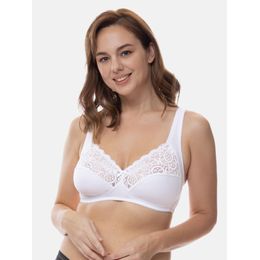 B&uuml;gelloser BH Dorina "Georgina", Damen, Gr. 85, Cup D, wei&szlig;, Jersey, Obermaterial: 75% Baumwolle, 19% Polyamid, 6% Elasthan, unifarben, BHs, mit Spitze, st&uuml;tzendes Unterbrustband, Full-Cup